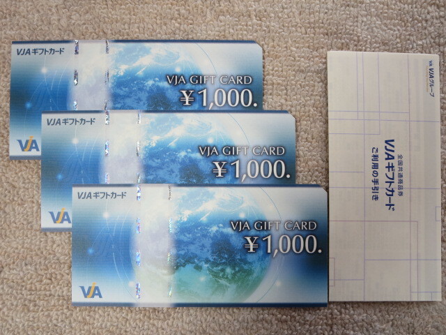 Yahoo!オークション - 定形郵便なら送料無料 VJAギフト券 3000円分