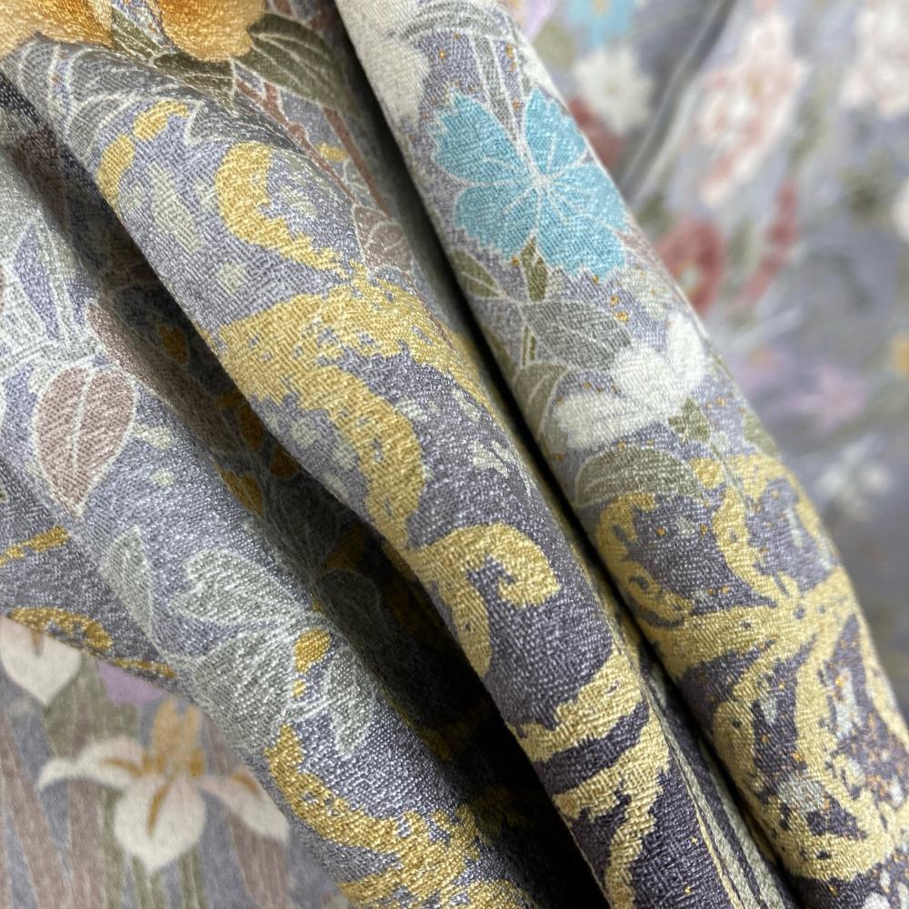 Yahoo!オークション - 訪問着 正絹 花 草 レッド 仕立て上がり 身丈161...