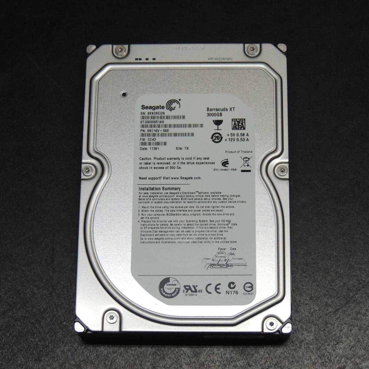 Yahoo!オークション - 【検品済み】Seagate 3TB HDD ST33000651A8 (使...