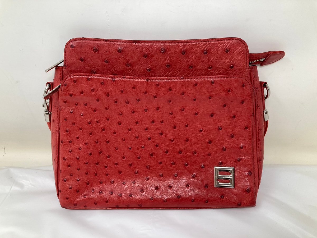 ◇CELENCEE セレンシー ハンドバッグ オーストリッチ レッド 赤 ◇CELENCEE セレンシー ハンドバッグ オーストリッチ レッド 赤