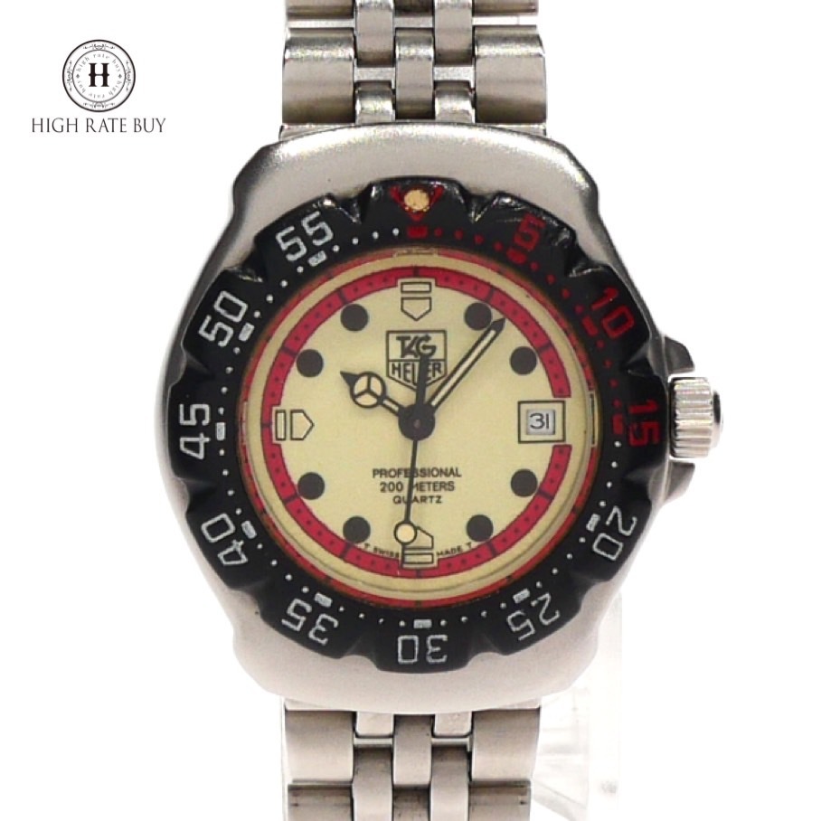 1円スタート 稼働品 TAG HEUER タグホイヤー professional 200 プロフェッショナル200 371.508 フォーミュラ1 デイト QZ アイボリー文字盤(その他 ...