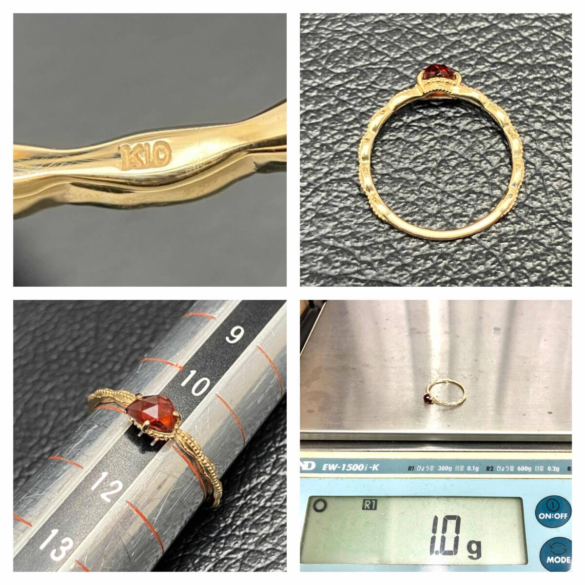 Yahoo!オークション - 新品仕上済み 赤石 デザイン リング K10 11号 1....