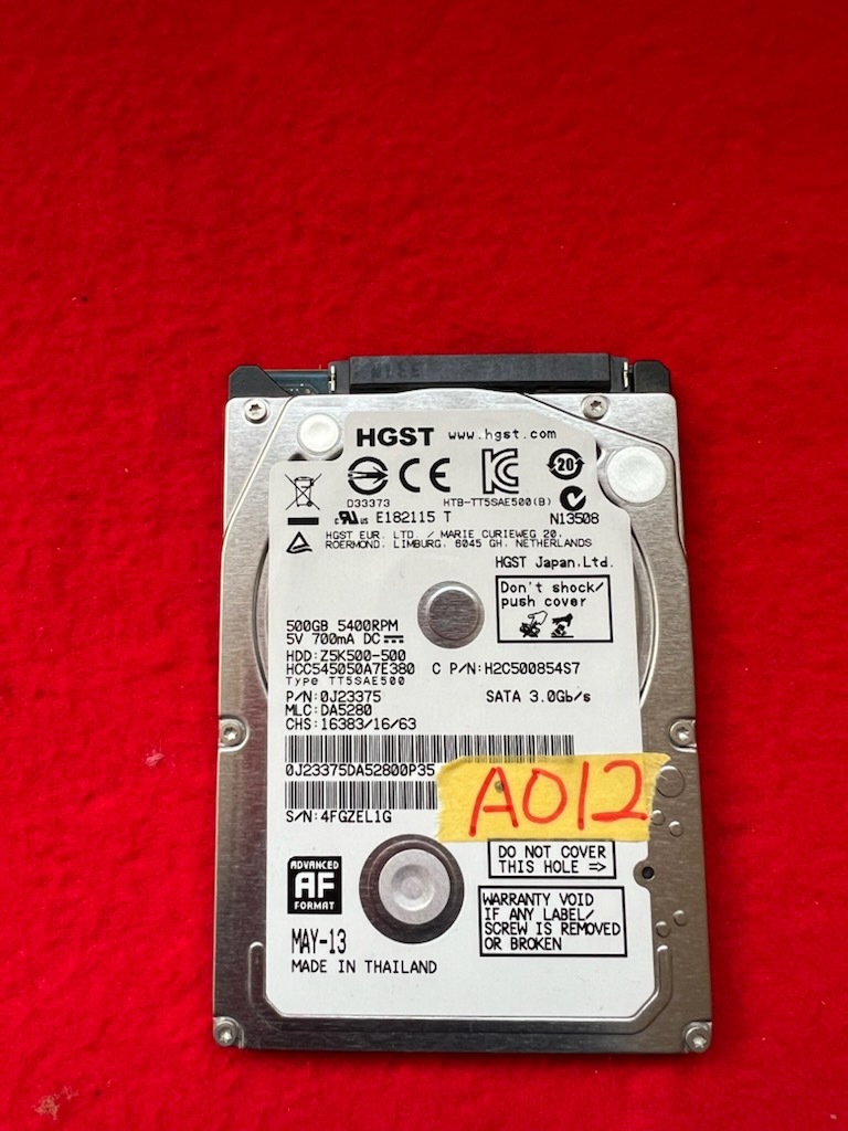 Yahoo!オークション - 動作保証 HGST HCC545050A7E380 500GB DMR-BRT23...