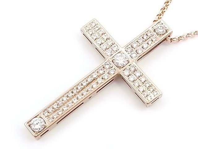 Yahoo!オークション - g20565 K18PG D1.302ct クロスネックレス USED ...