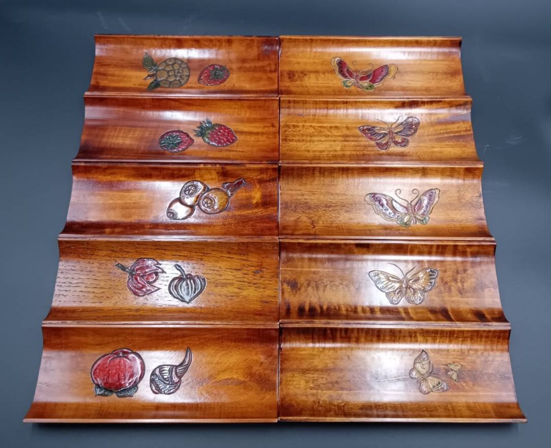 Yahoo!オークション - 【R413】美品/讃岐彫り/おしぼり置き/果物・蝶々...