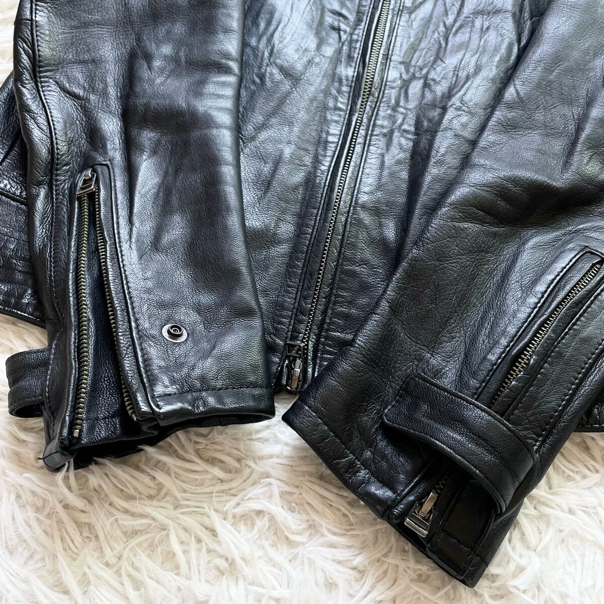 美品 Lサイズ Calvin Klein シングルライダース ゴートレザー 美品 Lサイズ Calvin Klein シングルライダース ゴートレザー