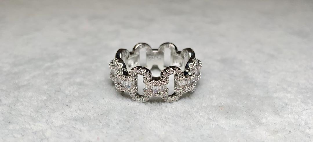 Yahoo!オークション - 598 シルバー アンカーチェーン リング s925 cz...