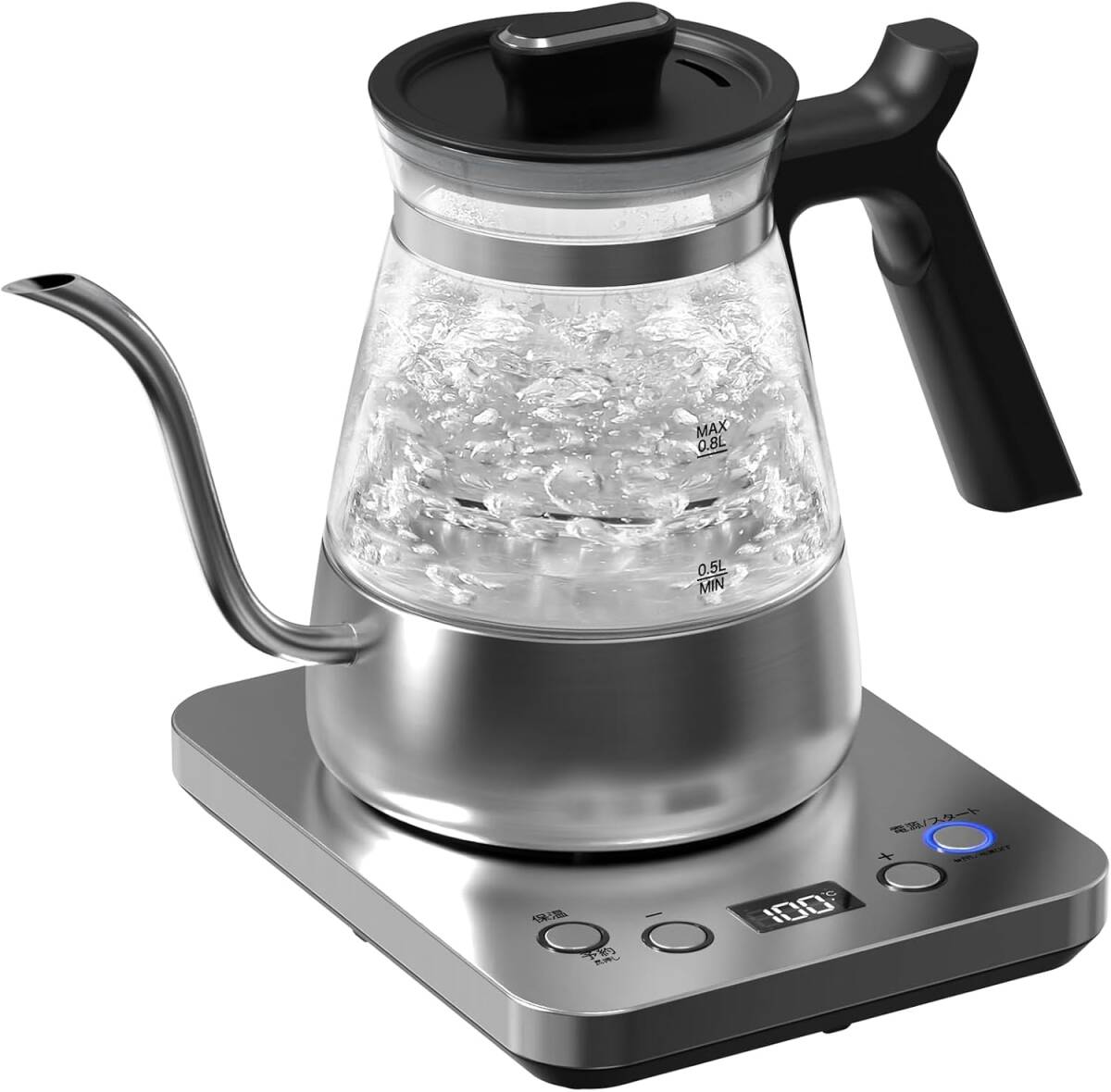 Yahoo!オークション - 電気ケトル ガラス コーヒーケトル 0.8L 1200W ...