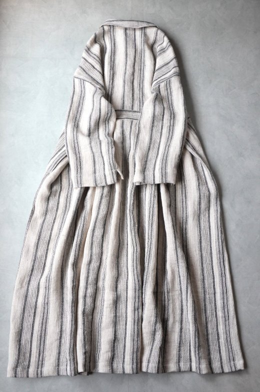 Yahoo!オークション - ハンドメイド シルクリネン ボーダー柄OP