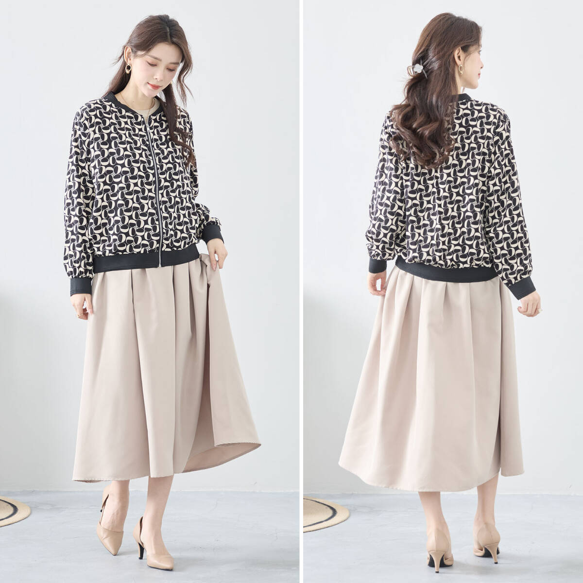 Yahoo!オークション - 新品 M〜L プリント モード ジップ ブルゾン ジ...