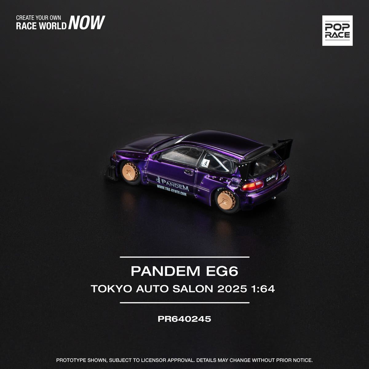 【樂淘letao】日本代購代標第一品牌－東京オートサロン2025限定 POPRACE パンデムシビックEG6 Pandem Civic パープル POP RACE ポップレース