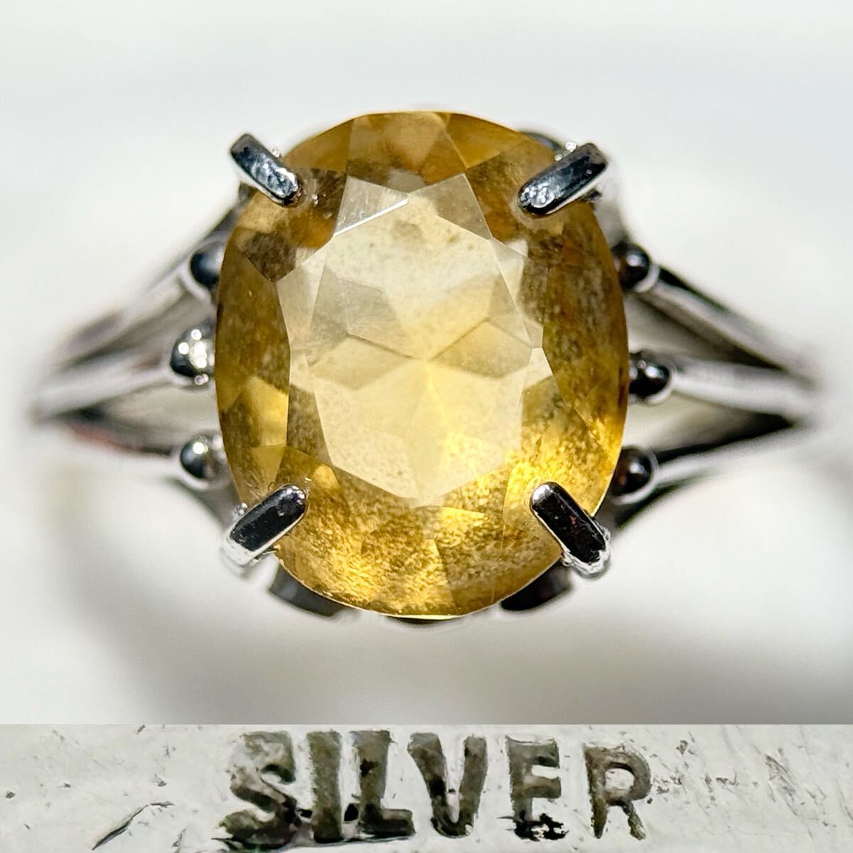 Yahoo!オークション - A449 シトリン リング 指輪 ヴィンテージ アクセ...