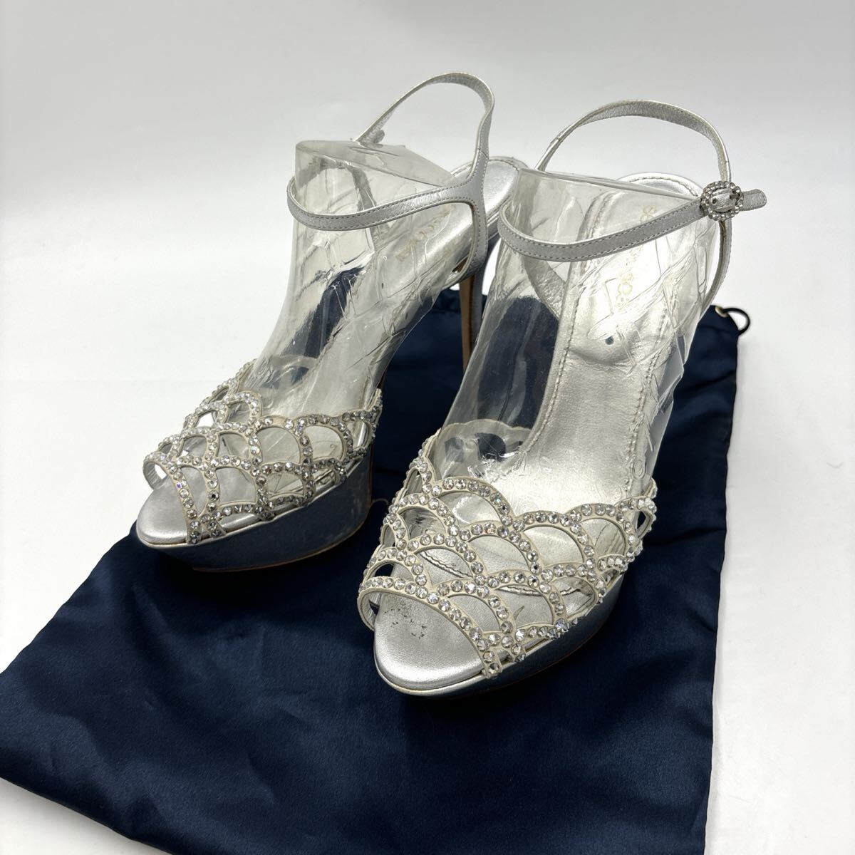 R 保存袋付き イタリア製 '高級感溢れる' Sergio Rossi セルジオロッシ 本革 アンクルストラップ / ヒール サンダル EU37 23.5cm(女性用)｜売買されたオークション ...