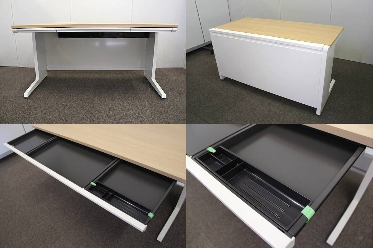 Yahoo!オークション - オカムラ アドバンス 幅1400 平机 木目 オフィス...