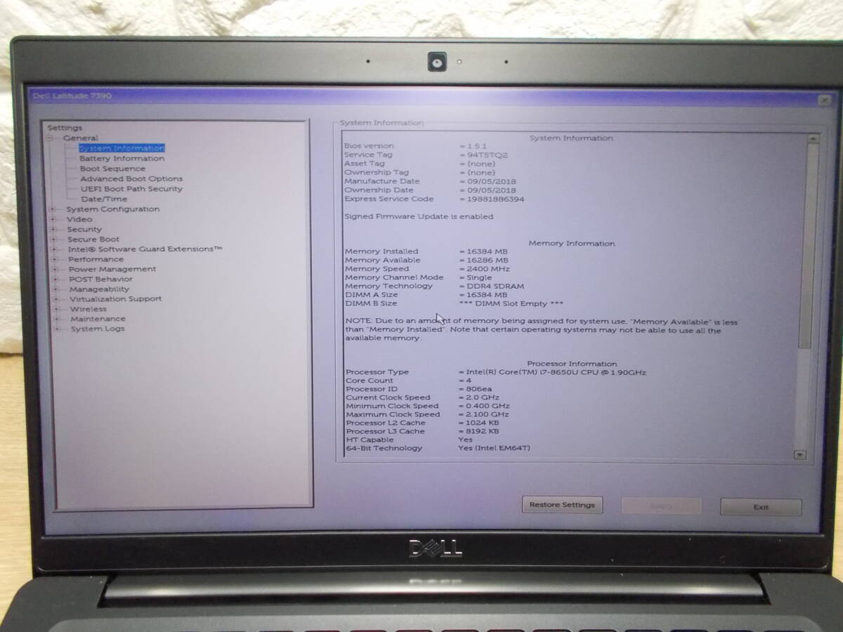 Yahoo!オークション - H009 DELL Latitude 7390 CPU/i7-8650U HDD/無 ...