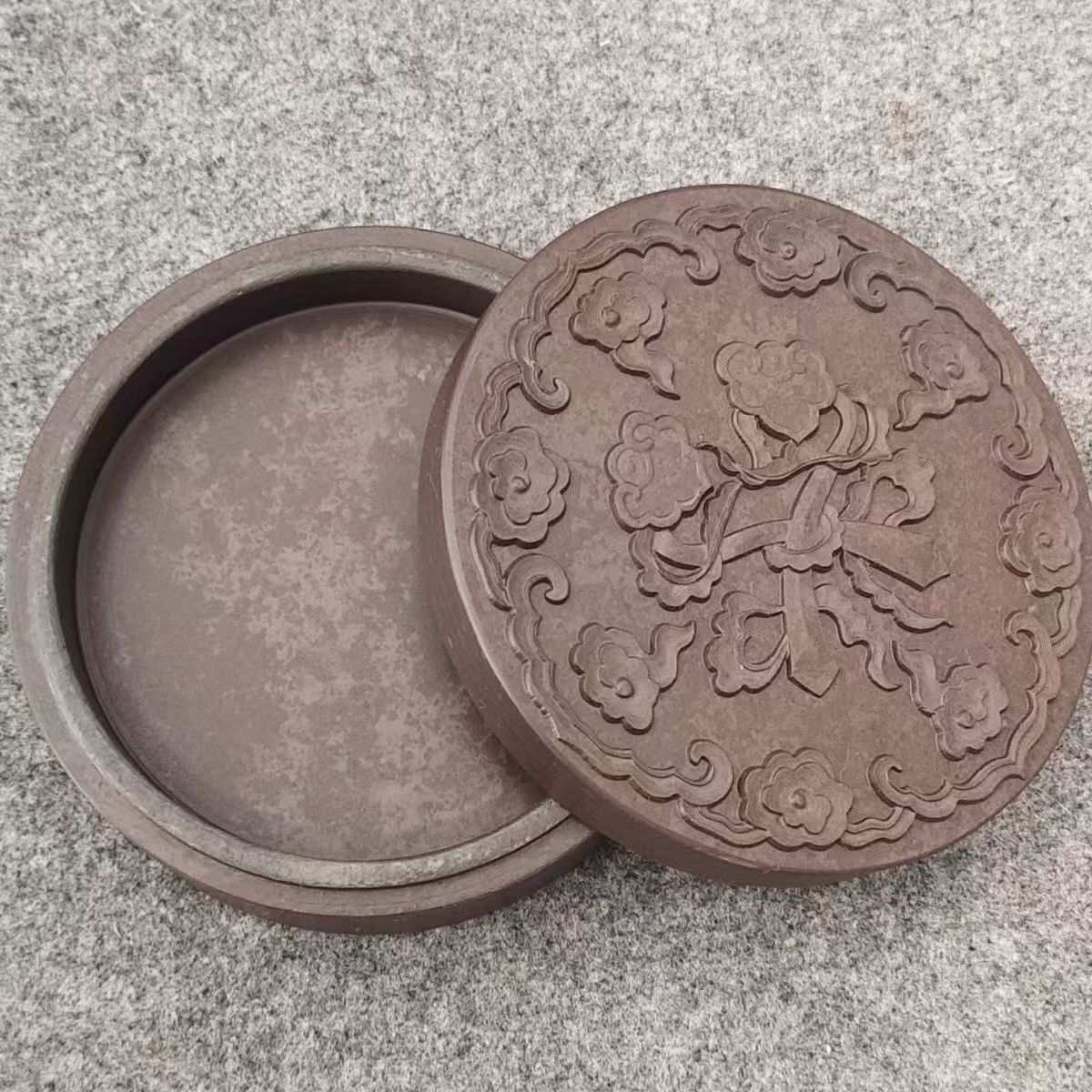 Yahoo!オークション - D73中国美術 帯蓋円硯松花石墨盒 置物MT338228