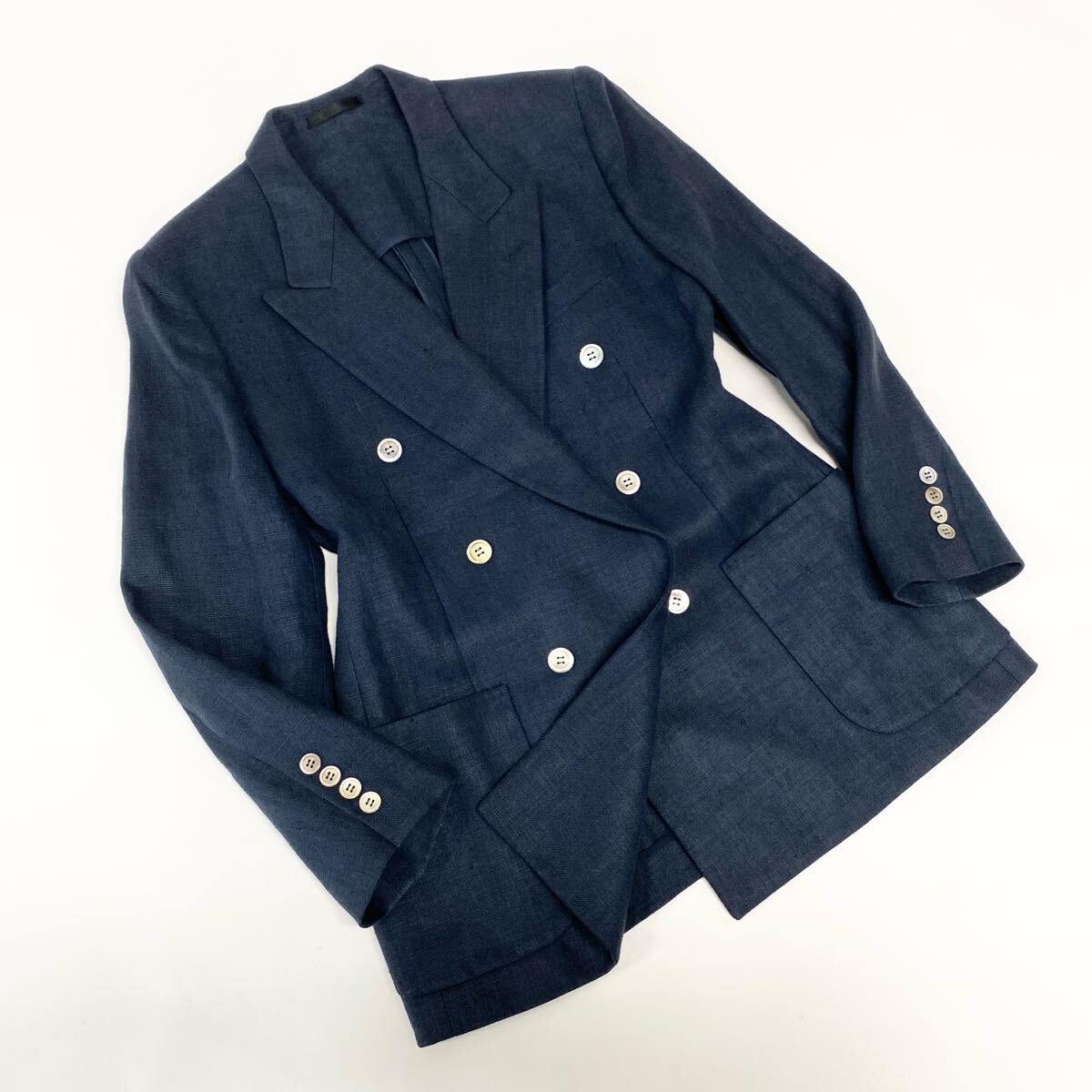 Fc5 大きいサイズ Burberrys バーバリー テーラードジャケット リネンジャケット ダブルブレスト 麻100% 11AR 実寸XL相当 レディース(ジャケット、ブレザー)｜売買された ...