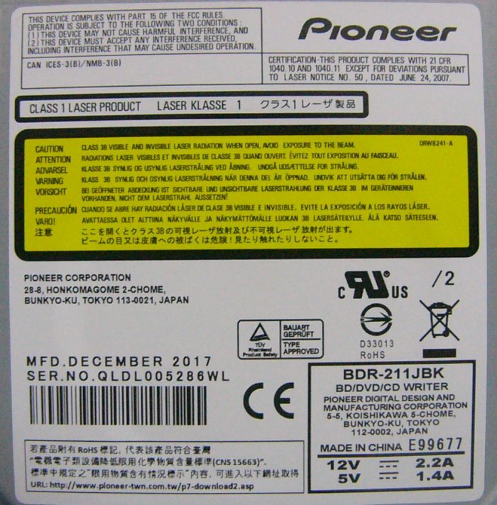 Yahoo!オークション - ff15 Pioneer BDR-211JBK 内蔵 ブルーレイドライ...