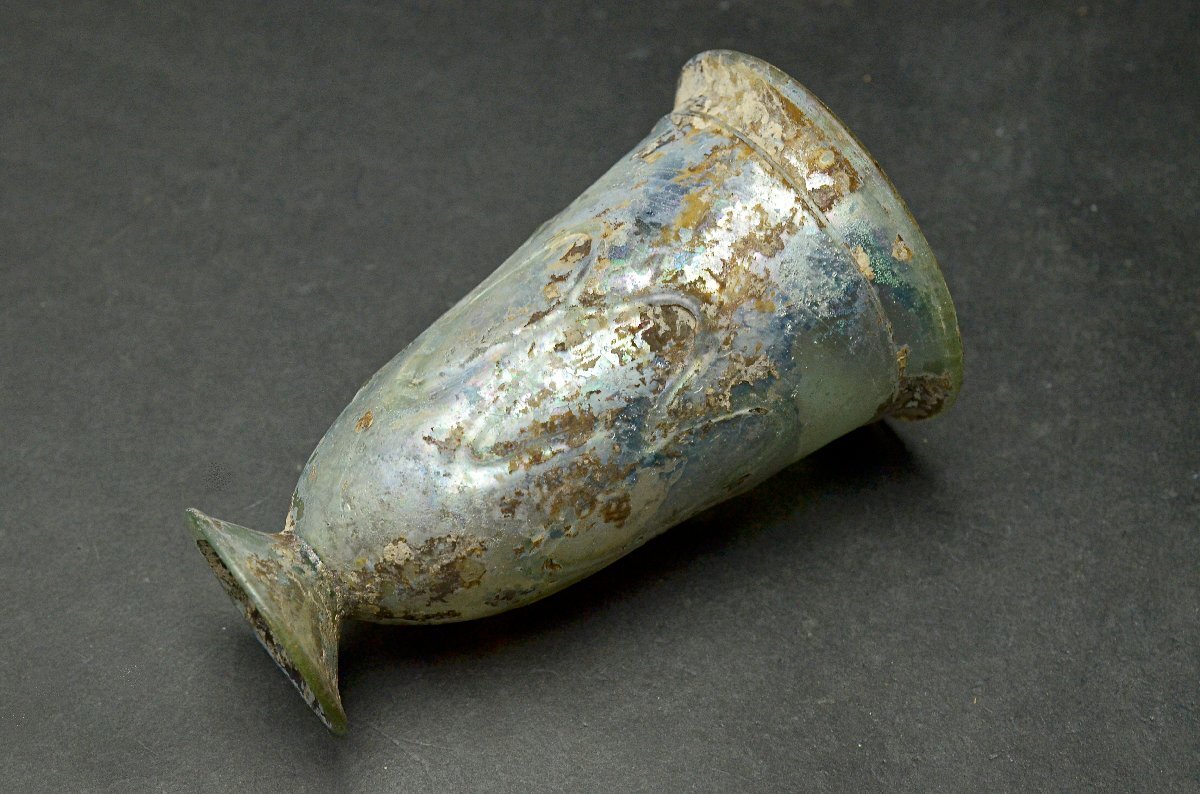 Yahoo!オークション - 【YB】1～2世紀 シリア ローマングラス銀化模様...