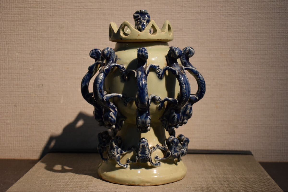 日本代購代標第一品牌【樂淘letao】－【GE】Y348【コレクター所蔵品】時代 染付蓋物/中国古玩 中国美術 骨董品 時代品 美術品 古美術品