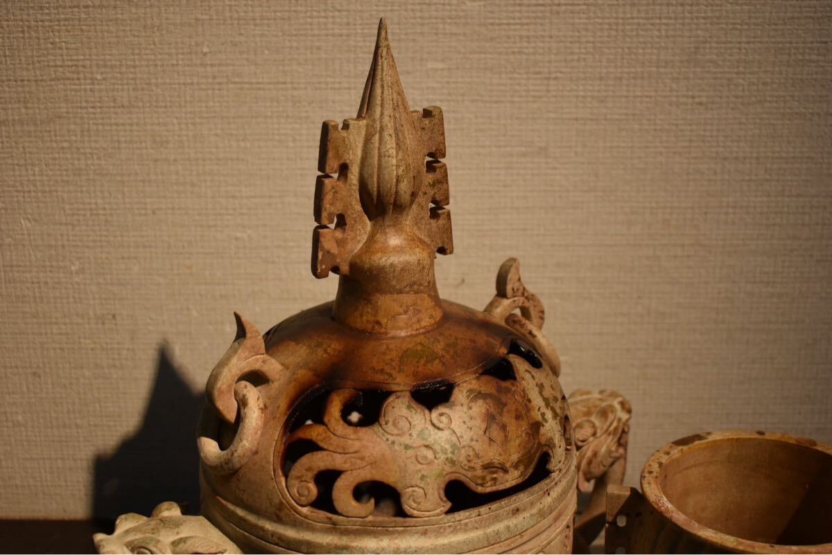 日本代購代標第一品牌【樂淘letao】－【GE】Y379【コレクター所蔵品】時代 石彫香炉/中国古玩 中国美術 香道具 蓋物 骨董品 時代品 美術品 古美術品