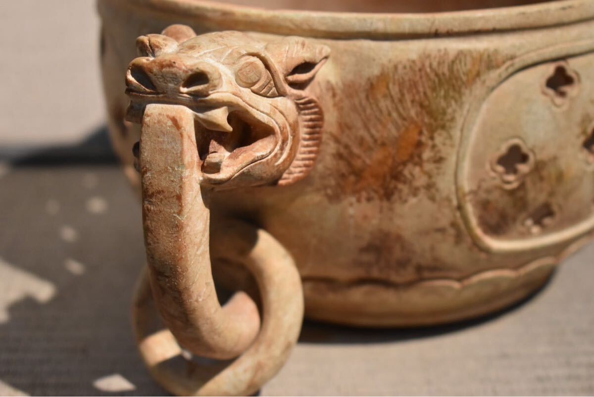 日本代購代標第一品牌【樂淘letao】－【GE】Y379【コレクター所蔵品】時代 石彫香炉/中国古玩 中国美術 香道具 蓋物 骨董品 時代品 美術品 古美術品