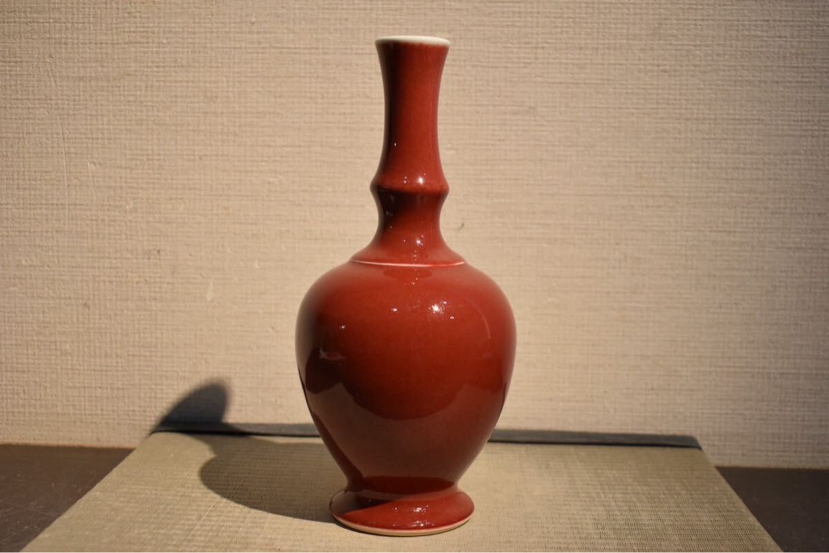 日本代購代標第一品牌【樂淘letao】－【GE】Y387【コレクター所蔵品】時代 辰砂花瓶/中国古玩 中国美術 花入 骨董品 時代品 美術品 古美術品