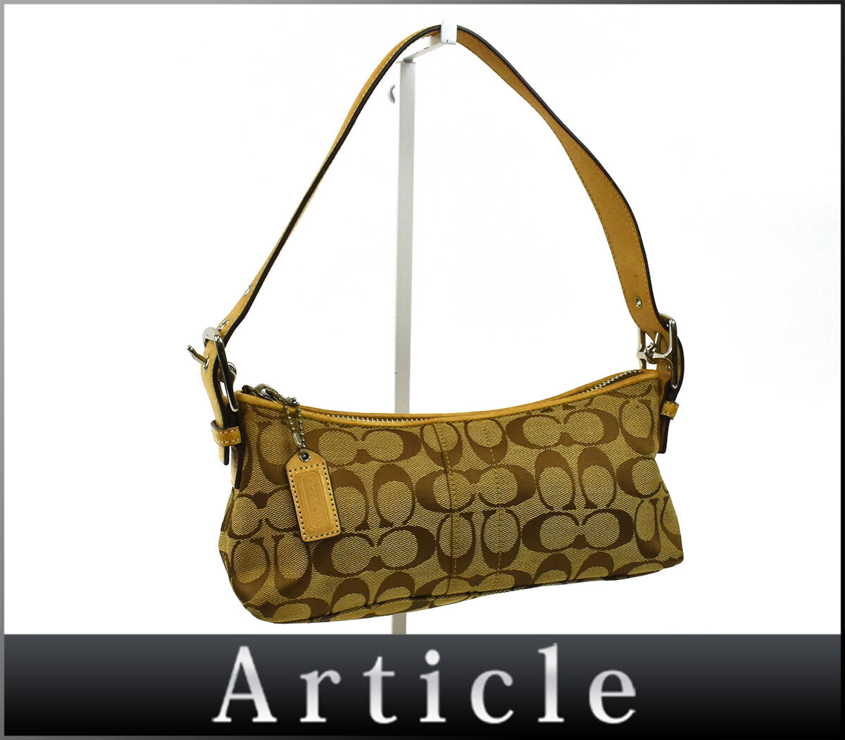 214410 COACH コーチ シグネチャー ショルダーバッグ ワンショルダー 6371 キャンバス レザー ベージュ ブラウン レディース/ B(その他)｜売買されたオークション情報 ...