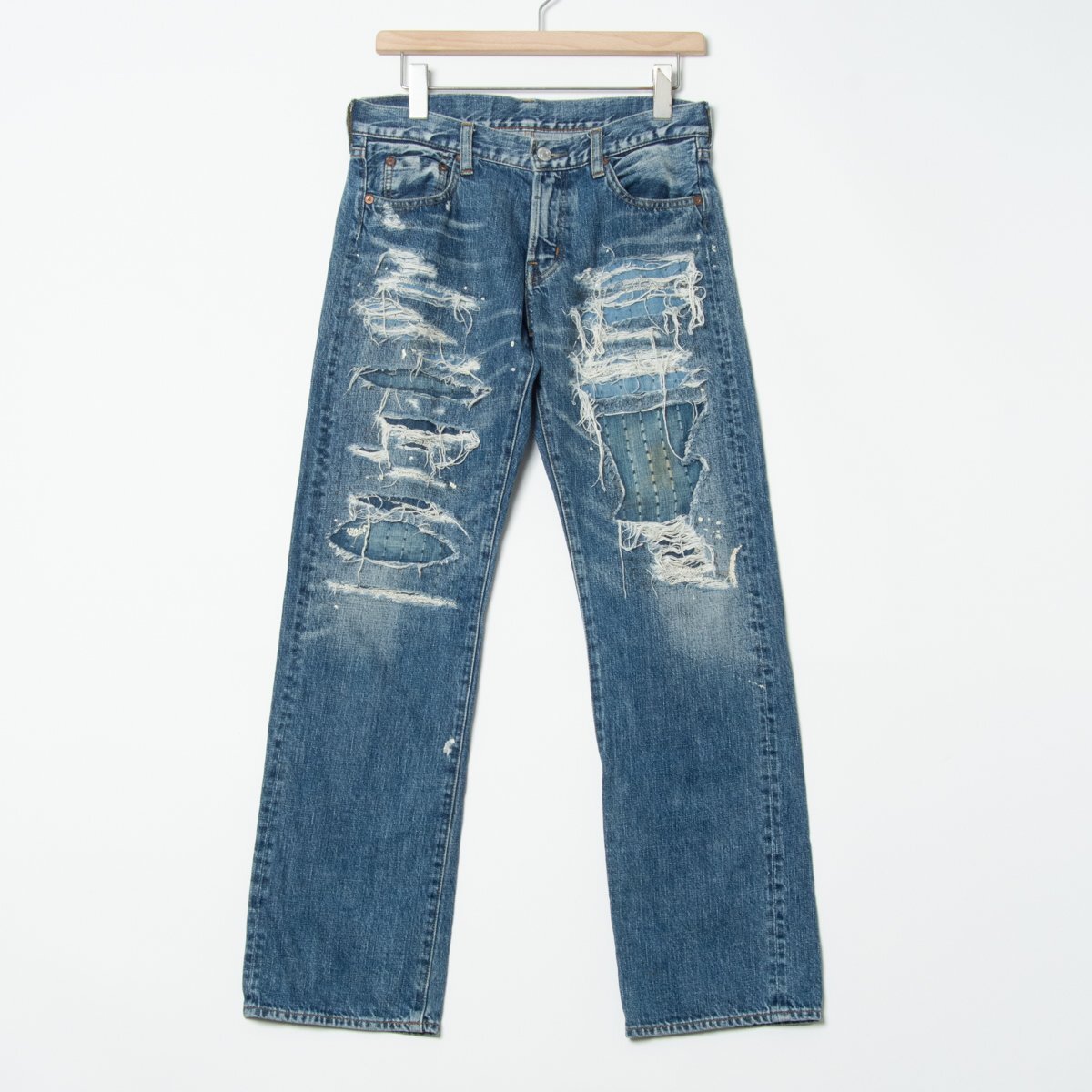 1円スタート DENIM DUNGAREE クラッシュデニム 150 デニムダンガリー 717602 FITH ストレートジーンズ リメイク ブルー(デニム＆ダンガリー)｜売買された ...