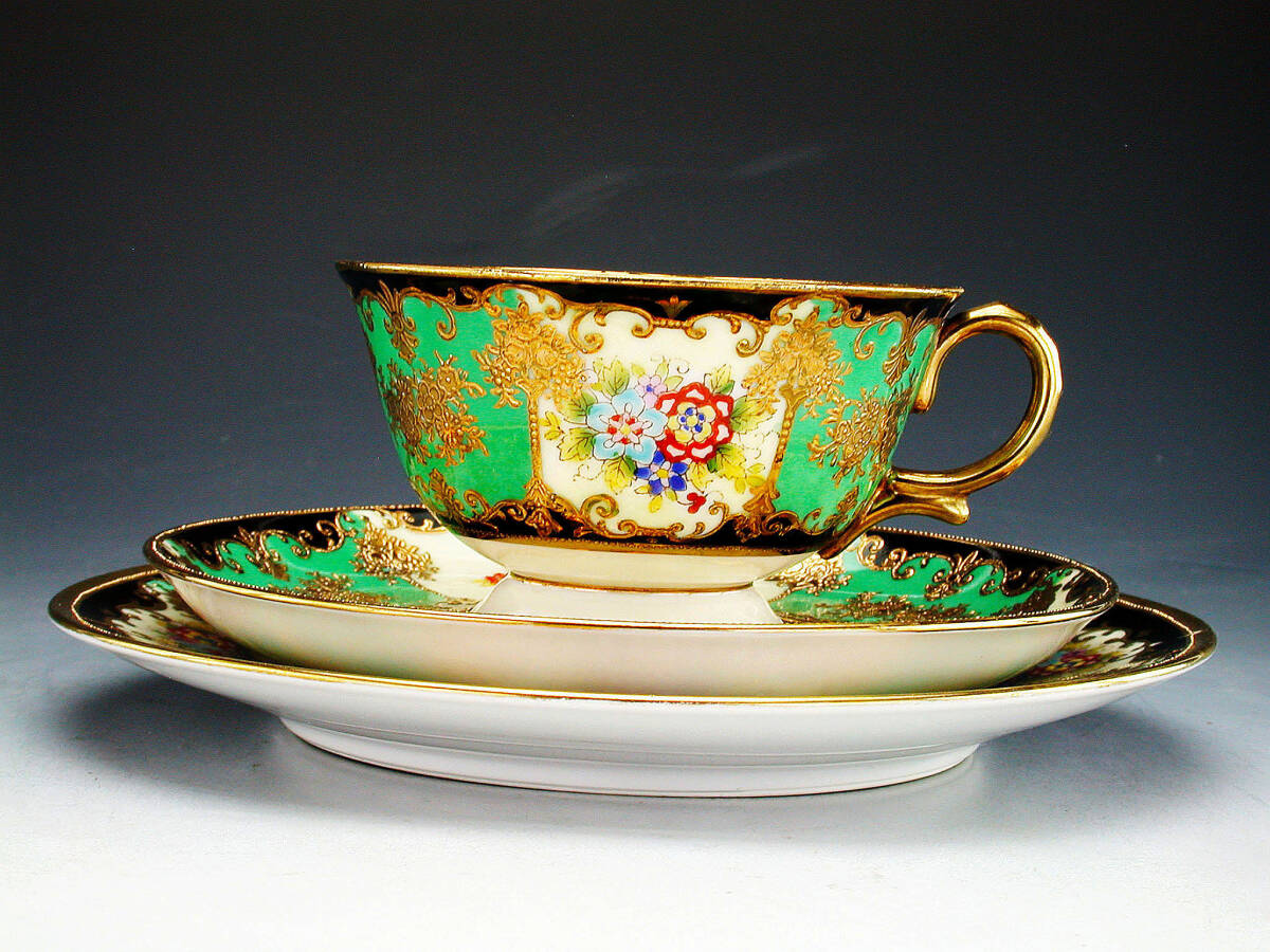 オールドノリタケ銘品!! オールドノリタケ・金盛上碧地ジュエル オールドノリタケ銘品!! オールドノリタケ・金盛上碧地ジュエル