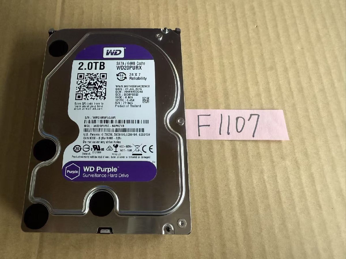 Yahoo!オークション - 送料無料 WD20PURX-64P6ZY0 HDD Purple 2TB 3.5...