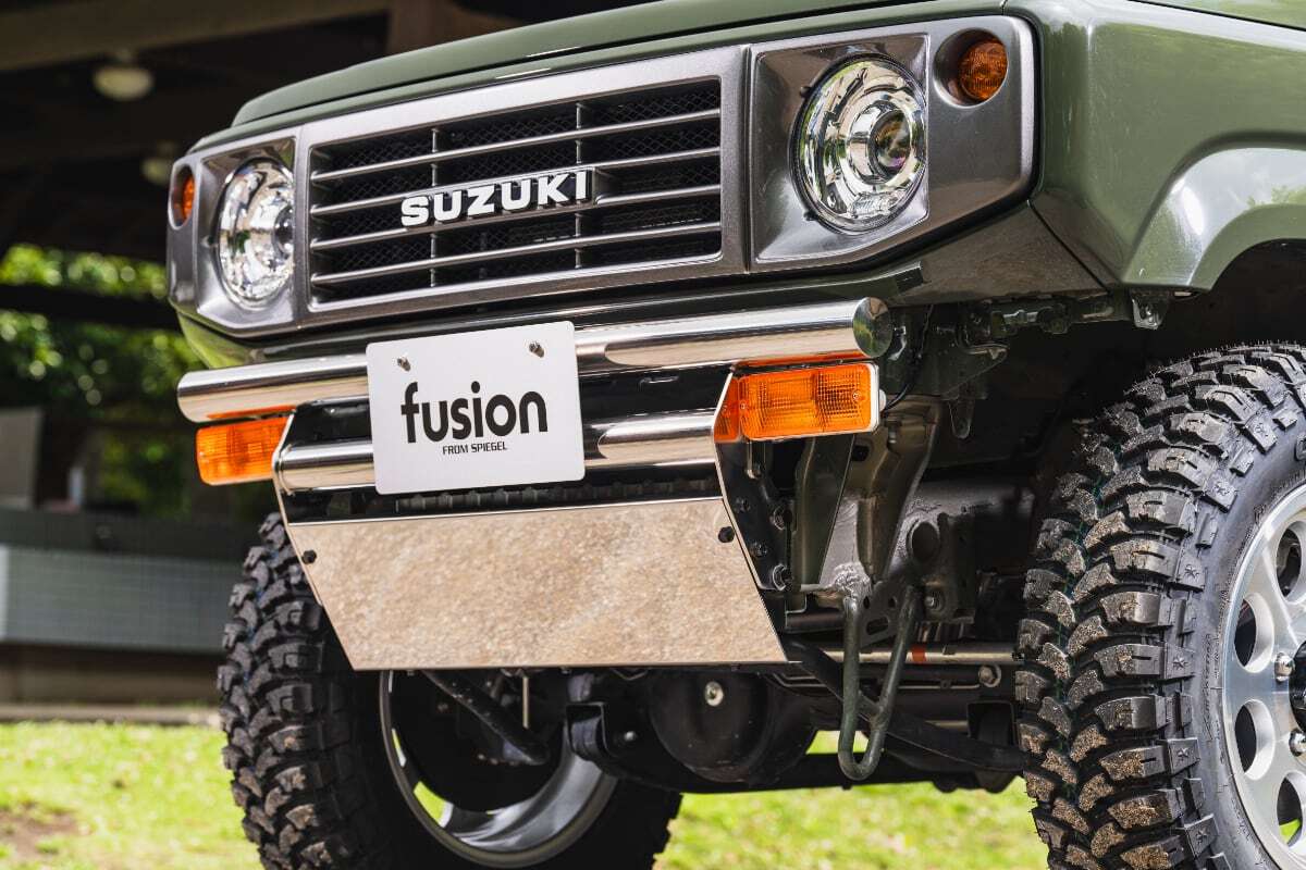 フュージョン ジムニー JB64W フロントバンパー Type3 ウインカーステー付 ステンレス製 鏡面仕上げ FUJB64-KYFBQ fusion