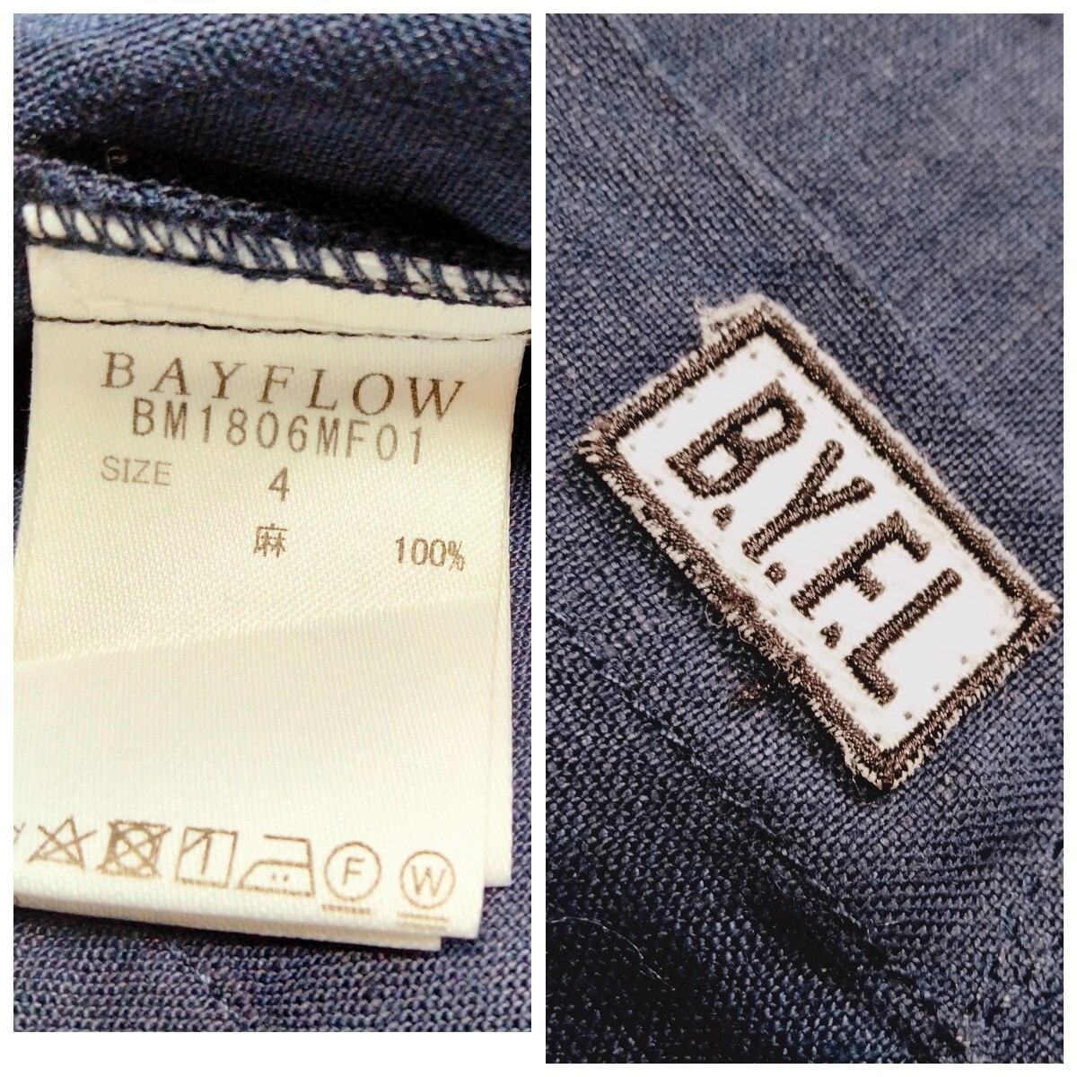 Yahoo!オークション - BAYFLOW ベイフロー リネン100％ 半袖シャツ サ...