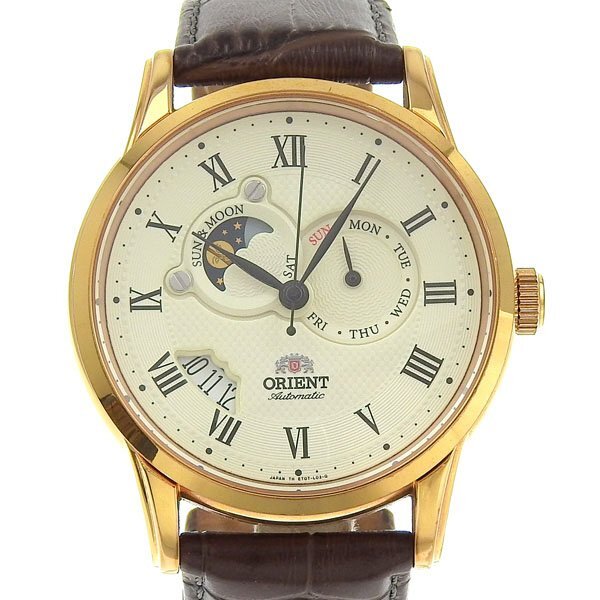 1円 稼働 オリエント ORIENT ET0T-D1-B 自動巻き サン＆ムーン アイボリー文字盤 GP×レザー メンズ 腕時計(オリエント)｜売買されたオークション情報、yahooの商品情報 ...