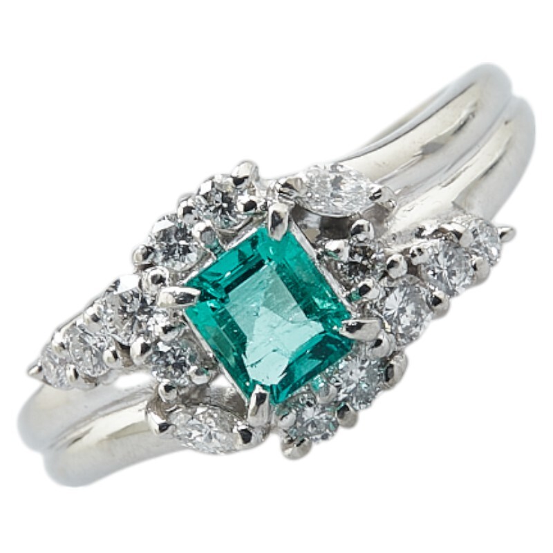 Yahoo!オークション - Pt900 プラチナ エメラルド0.44ct リング 指輪 ...