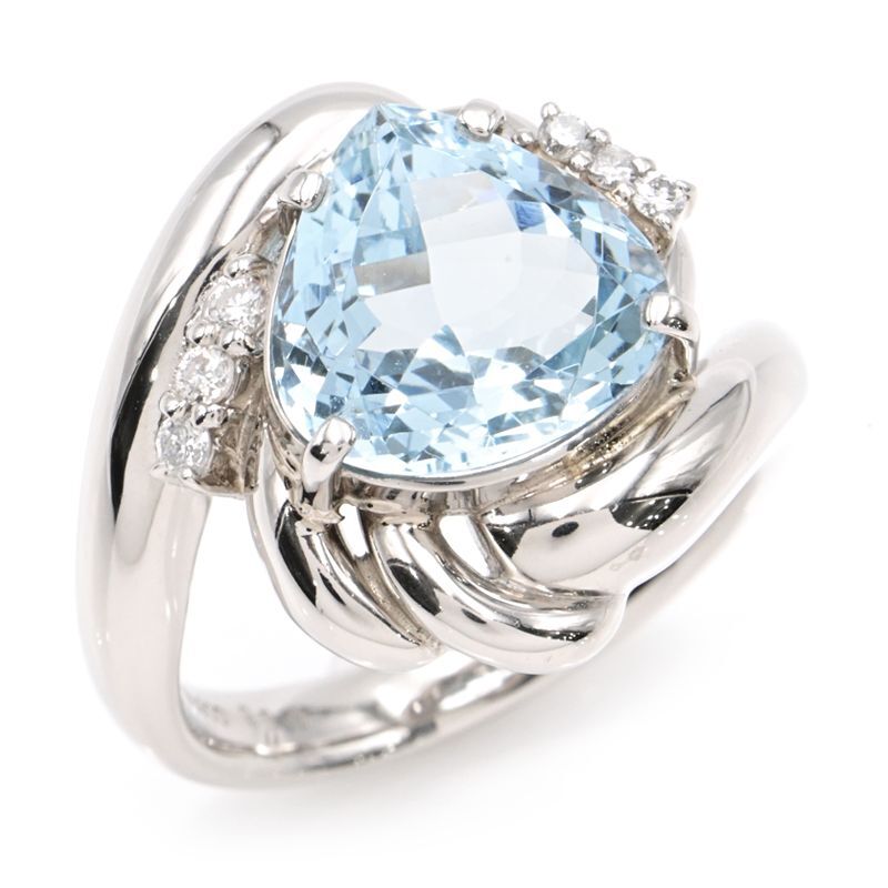 Yahoo!オークション - 3.84ct天然アクアマリンリング 12号 Pt900 0.13c...