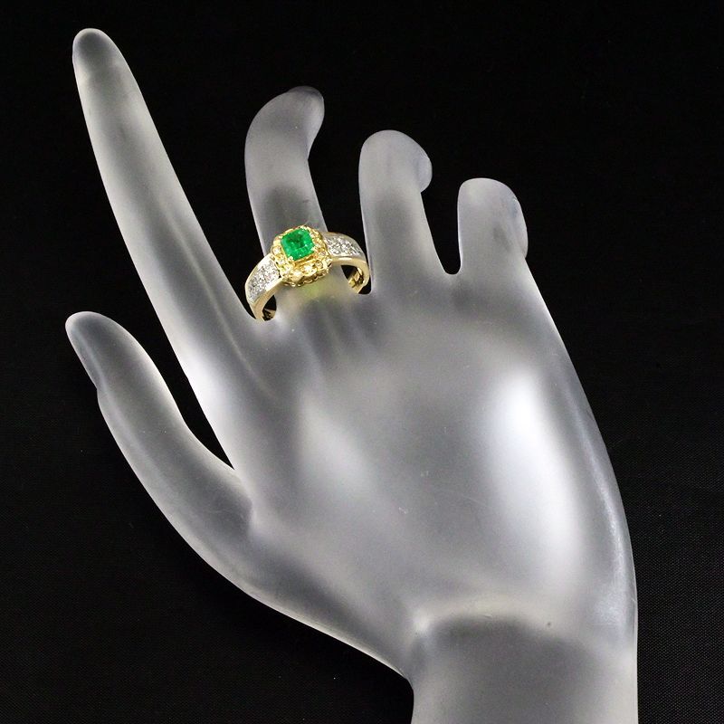 Yahoo!オークション - 0.43ct天然エメラルドリング 13.5号 K18YG Pt900...