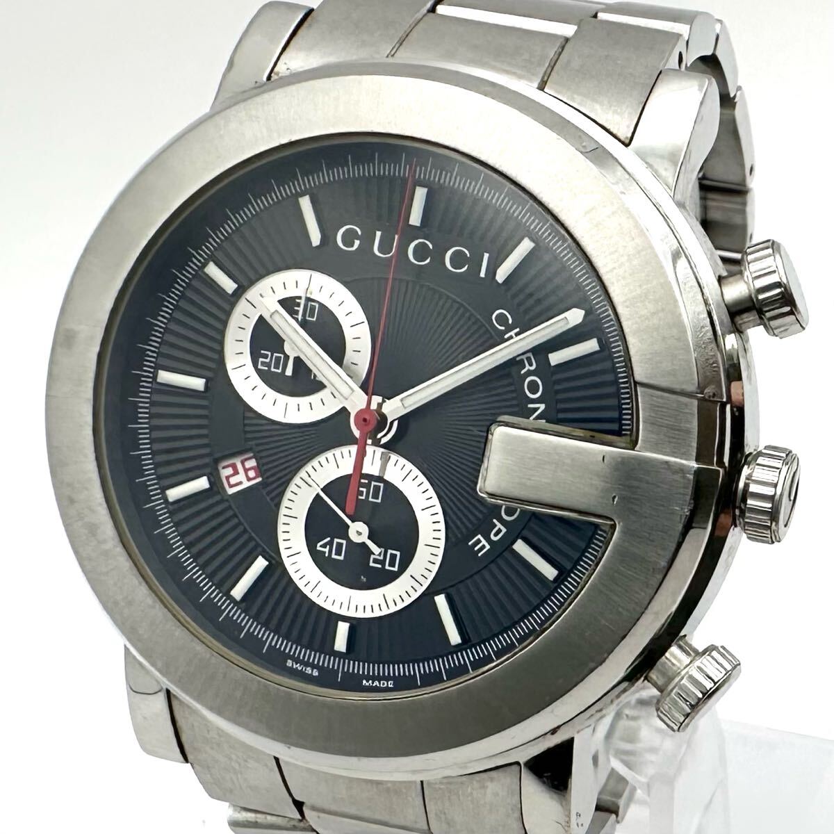 Yahoo!オークション - w376 稼働品 グッチ GUCCI 101M Gクロノ メンズ ...