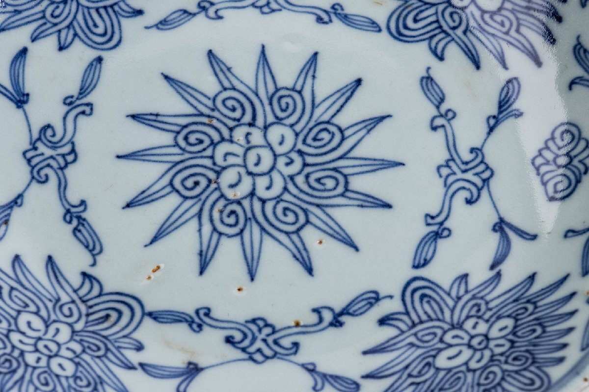 Yahoo!オークション - 【うつわ】 新渡染付線描き花卉文中皿 5客 E950 ...