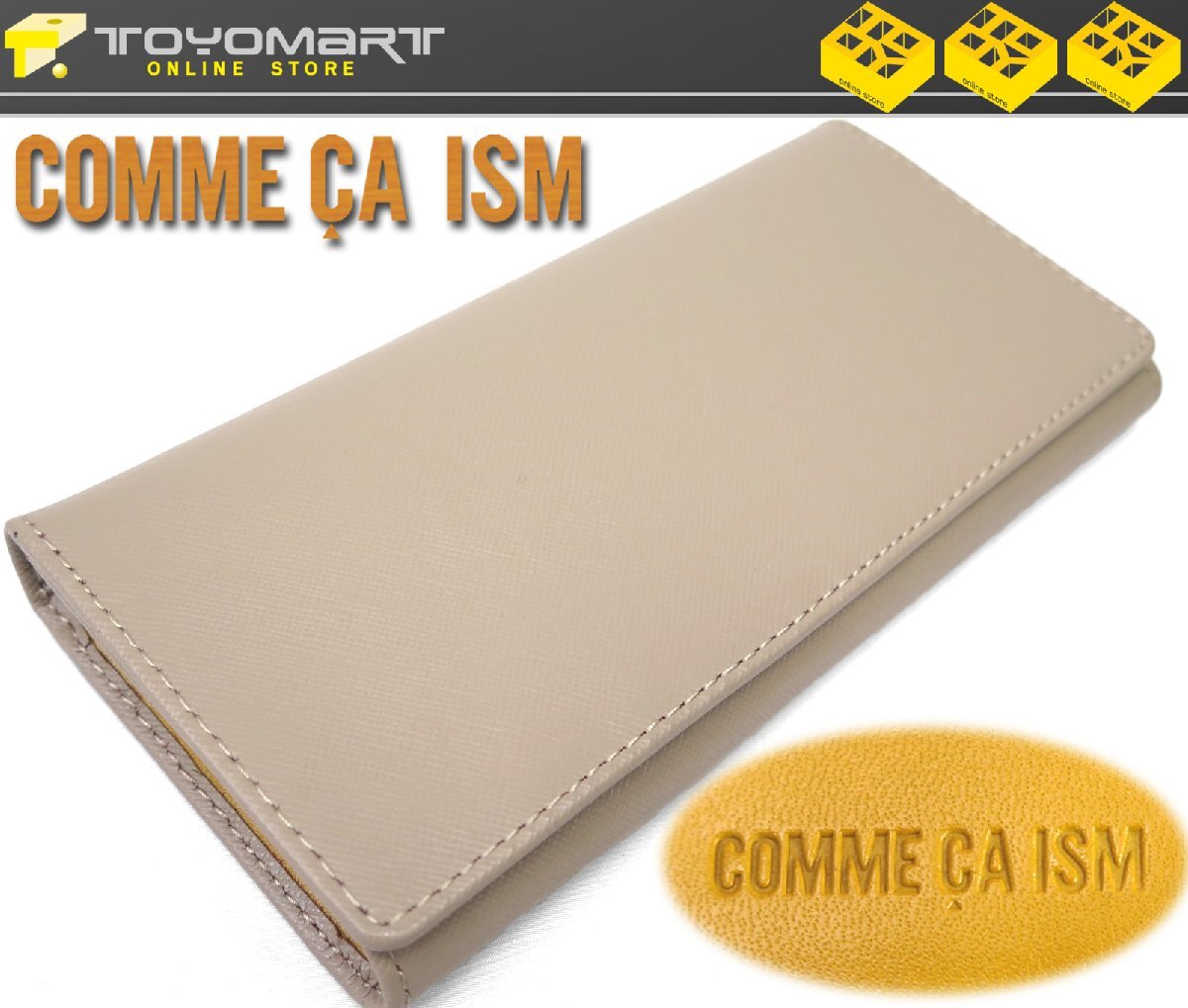 A62 コムサイズム COMME CA ISM YS01 シボ仕上げ 牛革 二つ折り長財布 ベージュ 定価8800円(長財布（小銭入れあり）)｜売買されたオークション情報、yahooの商品情報 ...