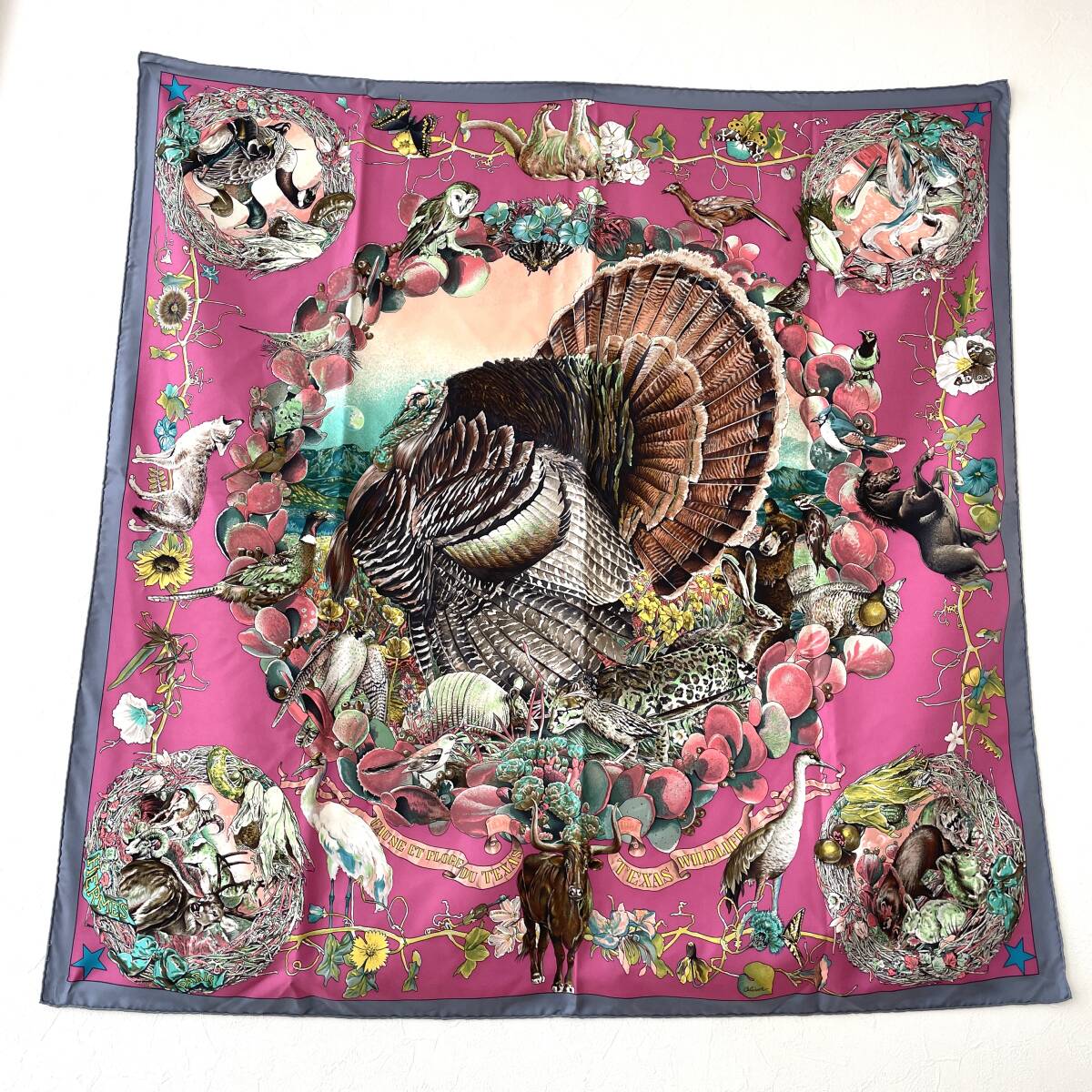 Yahoo!オークション - HERMES エルメス カレ90 FAUNE ET FLORE DU TEXA...