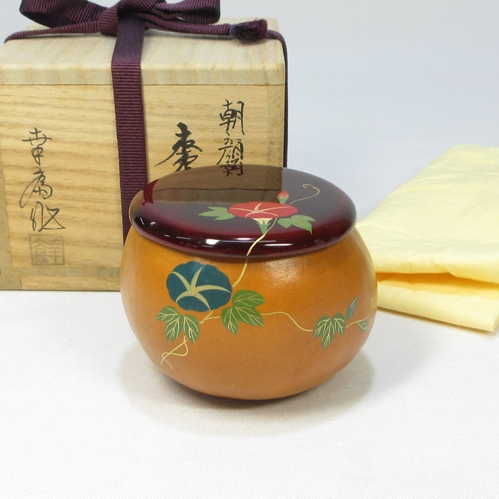 Yahoo!オークション - 【A1438】茶道具 塗師 竹内幸斎 朝顔蒔絵 棗 瓢...