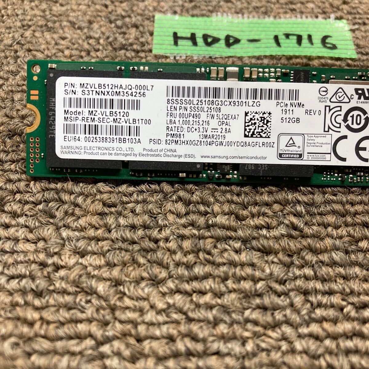Yahoo!オークション - HDD-1716 激安 SSD512GB SATA 3733時間 内蔵SSD ...