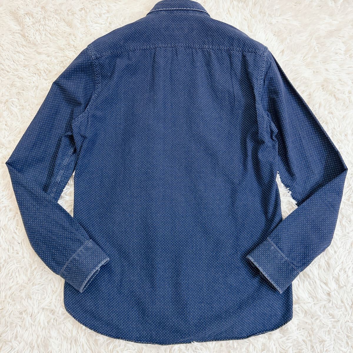 日本代購代標第一品牌【樂淘letao】－美品 LOUIS VUITTON ルイヴィトン デニム シャツ 長袖 ジャケット 羽織り 総柄 ドット LV ロゴ 刺繍 インディゴ ブルー L相当 ...