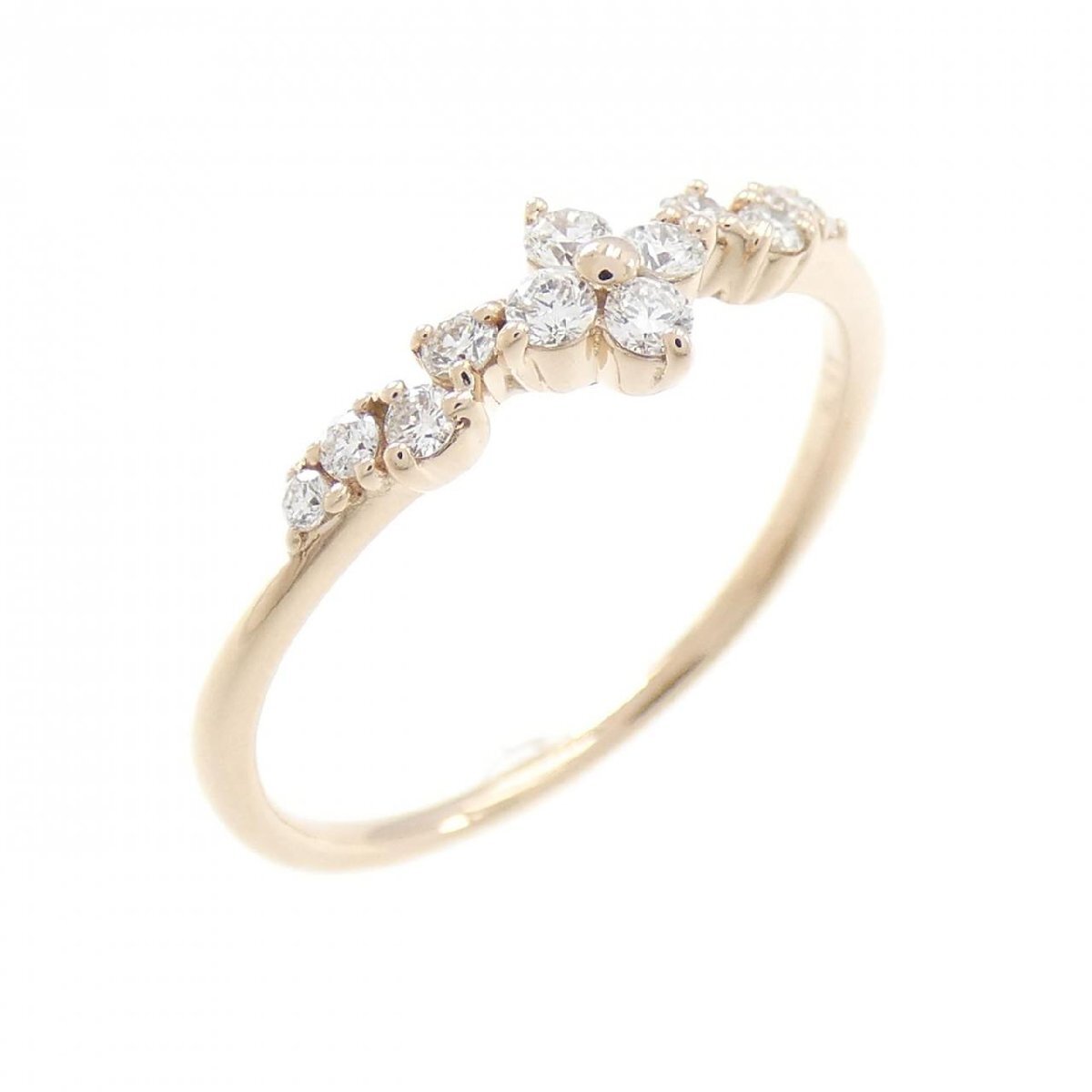 Yahoo!オークション - K18PG フラワー ダイヤモンド リング 0.17CT