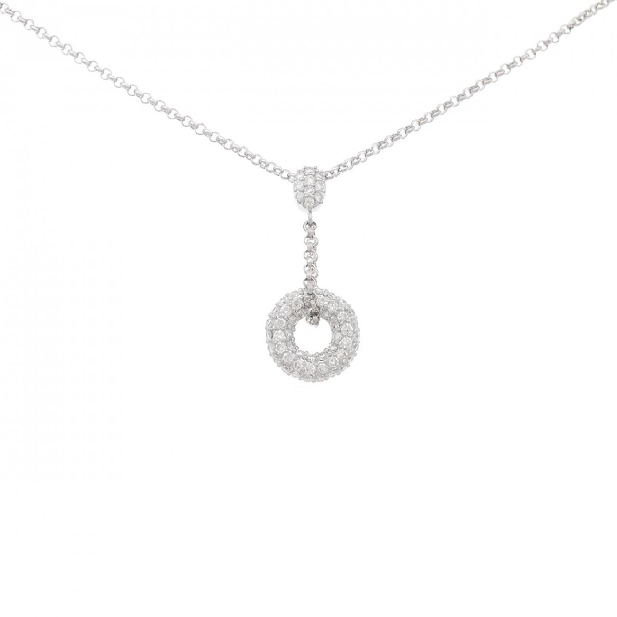 Yahoo!オークション - PT パヴェ ダイヤモンド ネックレス 0.65CT