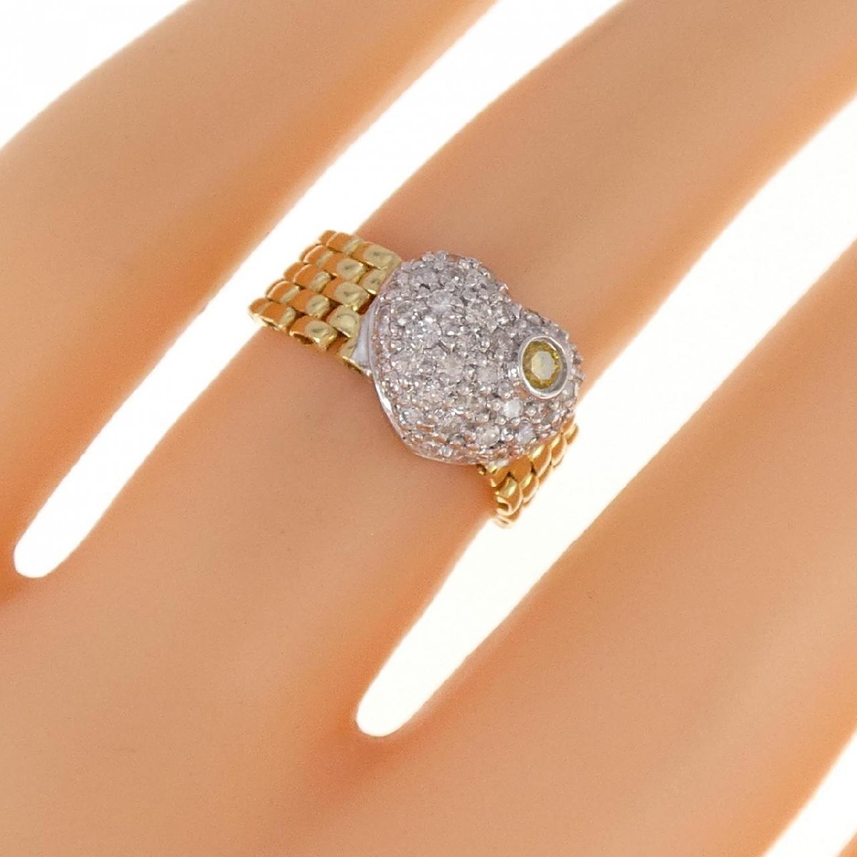 Yahoo!オークション - K18WG/K18YG ハート ダイヤモンド リング 0.43CT