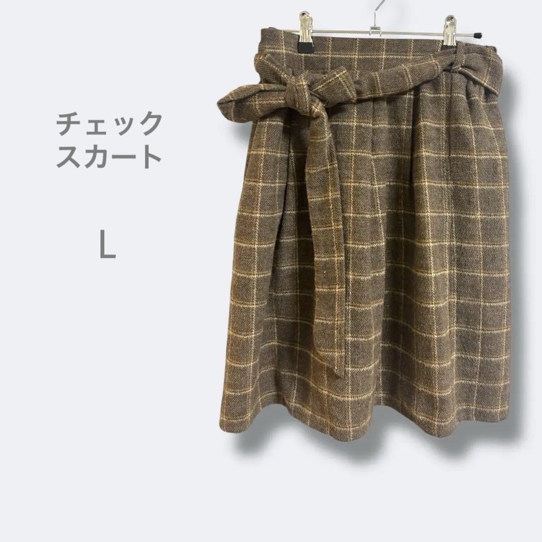 Yahoo!オークション - 2645タータンチェックスカート【L】リボン付き ...