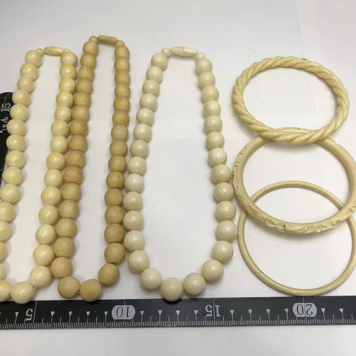 Yahoo!オークション - 総重量約194g 全て天然素材 クリーム系 アイボリ...