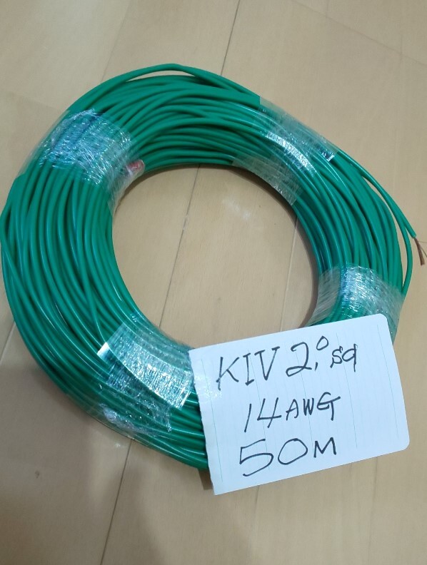 Yahoo!オークション - KIV 2 0sq 14AWG φ3 4 緑色 アース 50m （実質...